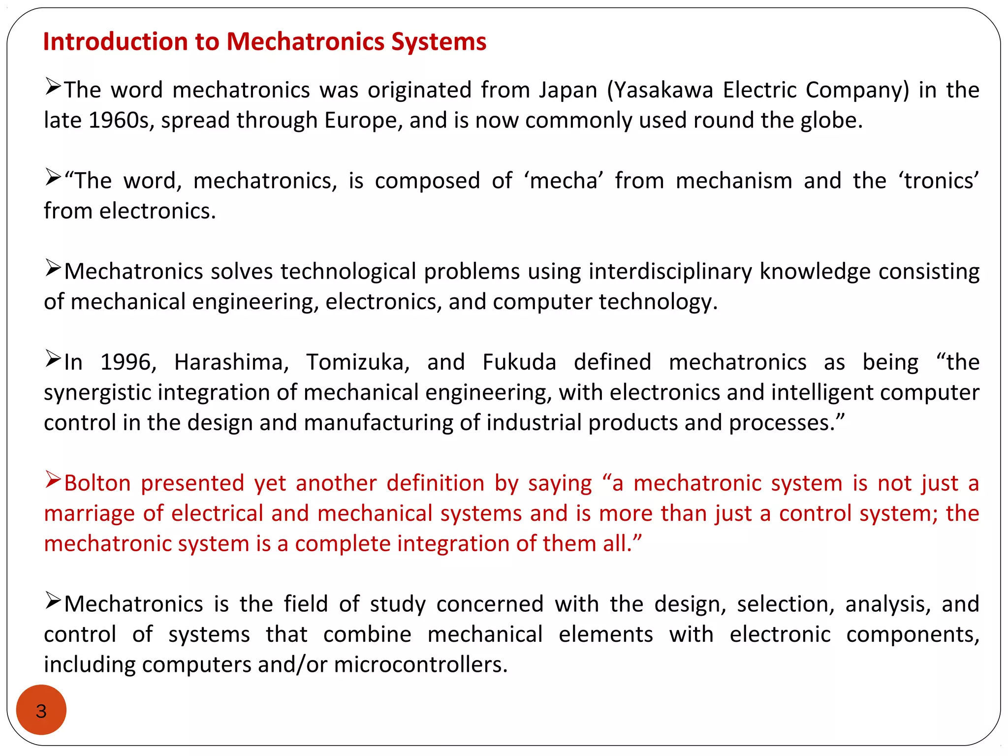 Introduction to mechatronics | PPT