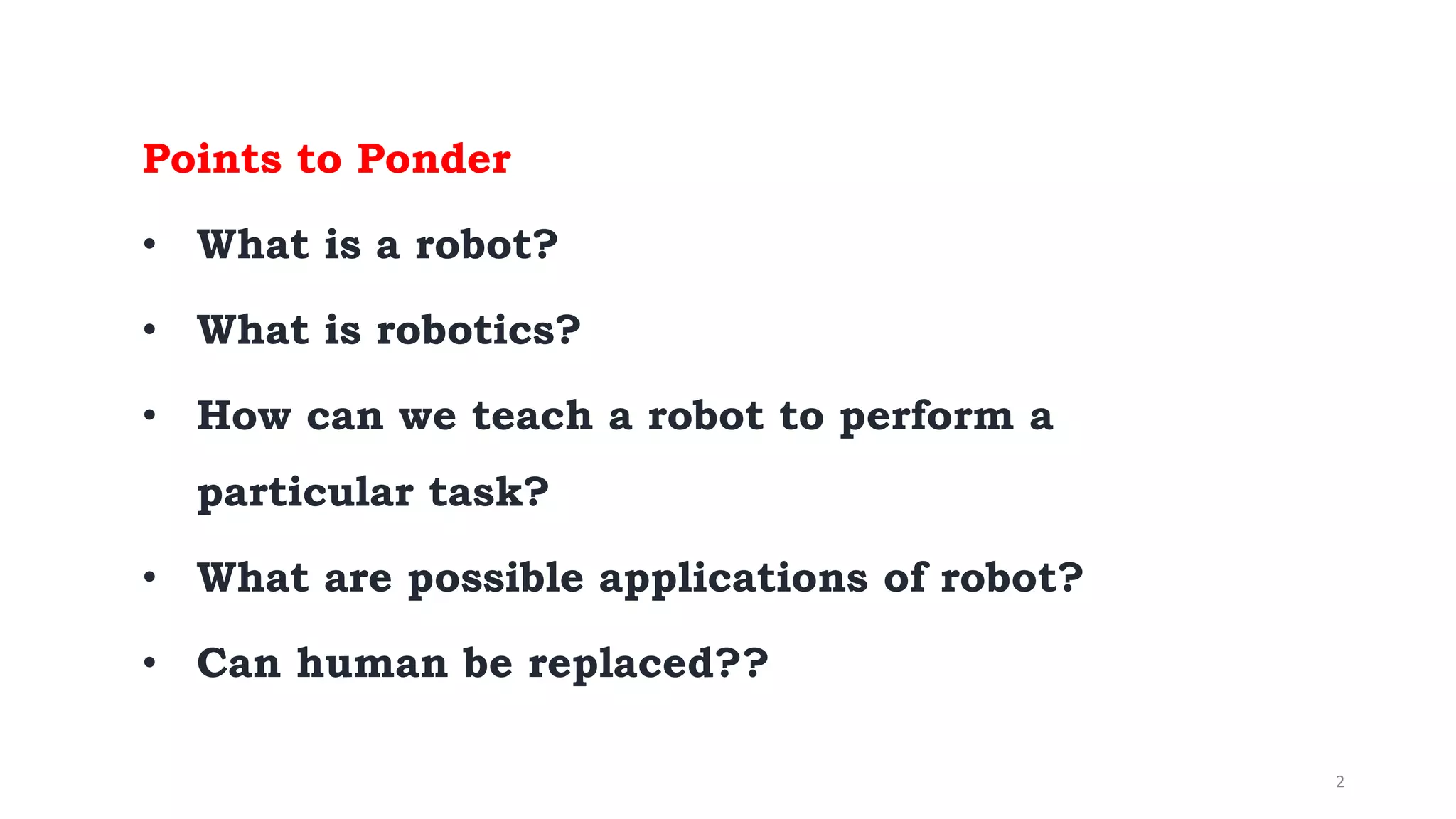 Introduction To Robots And Robotics Pptx Robotics Technology 3147