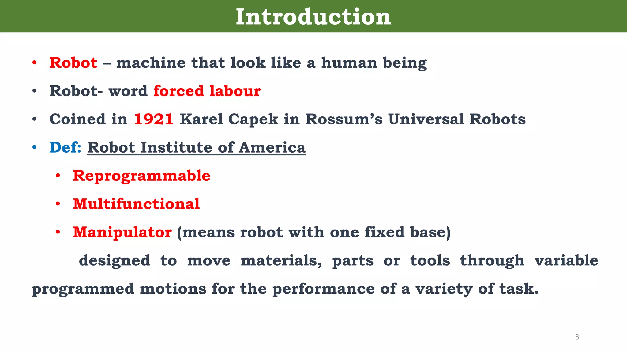 Introduction To Robots And Robotics Pptx Robotics Technology