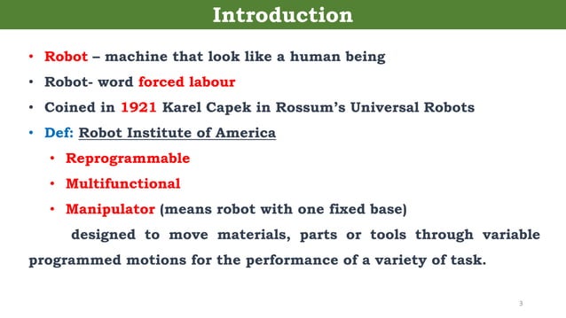 Introduction to Robots and Robotics | PPTX | Robotics | Technology & Computing