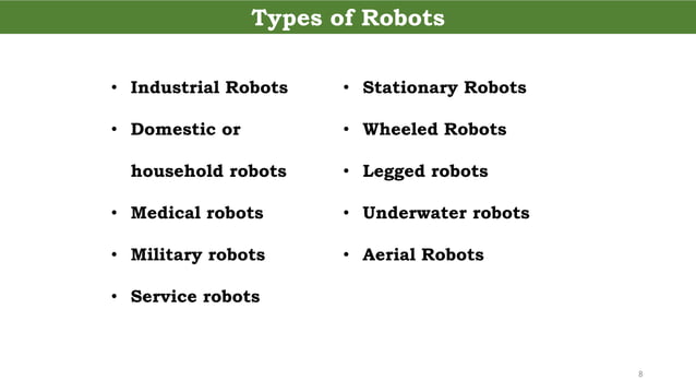 Introduction to Robots and Robotics | PPTX | Robotics | Technology ...