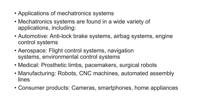 Introduction To Mechatronics System.pptx | Robotics | Technology ...