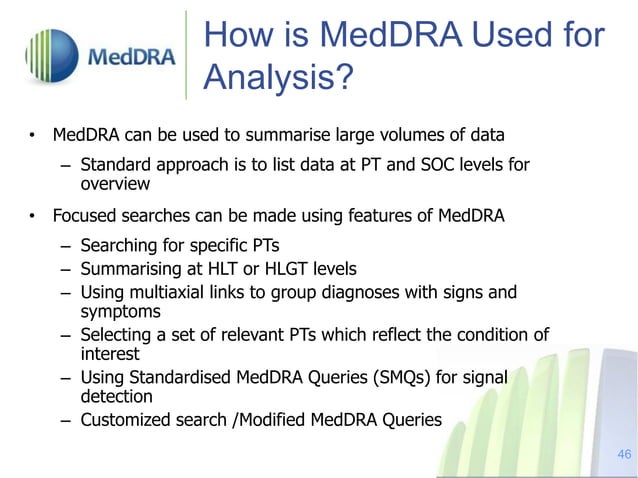 Introduction to MedDRA. a regulatory dictionary | PDF | Pharmaceutical ...