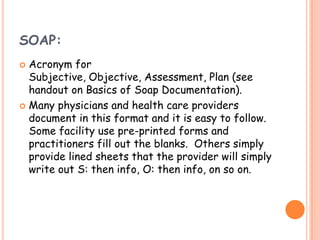 Introduction to Medical records and Documentation revised 01-13 | PPTX