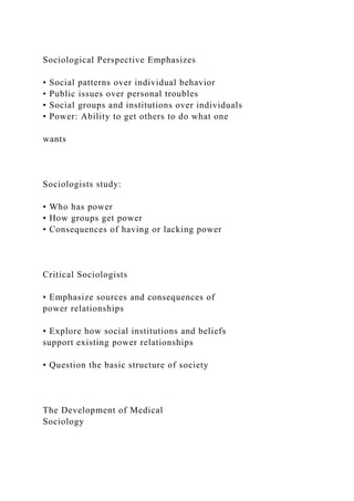Introduction to Medical SociologyWhat is Sociology.docx | Infectious ...