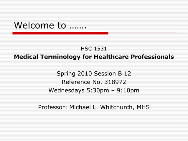 Introduction to Medical Terminology | PPT | Medical Health