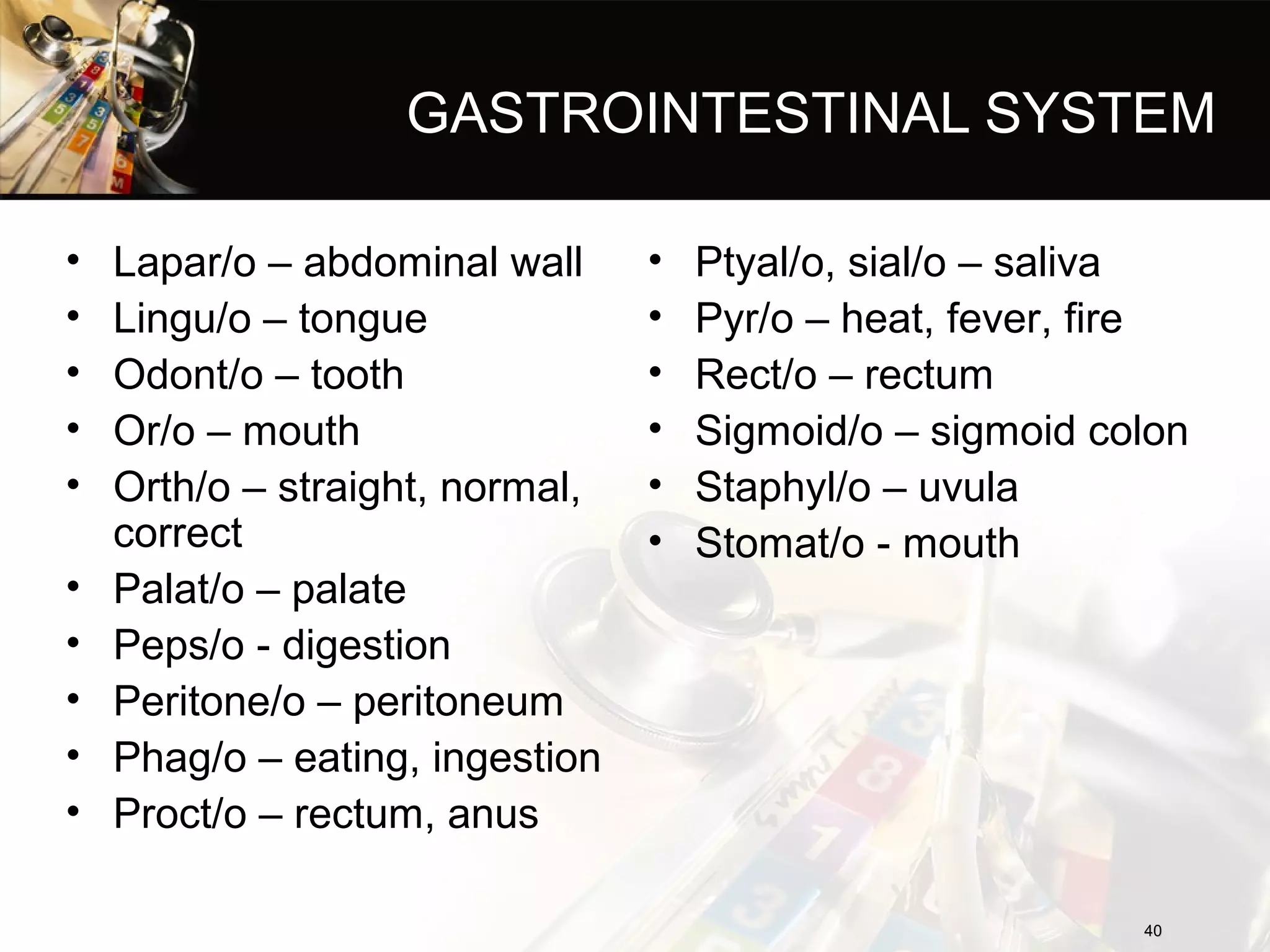 Introduction to medical terminology hss edition 11-2009 | PPT