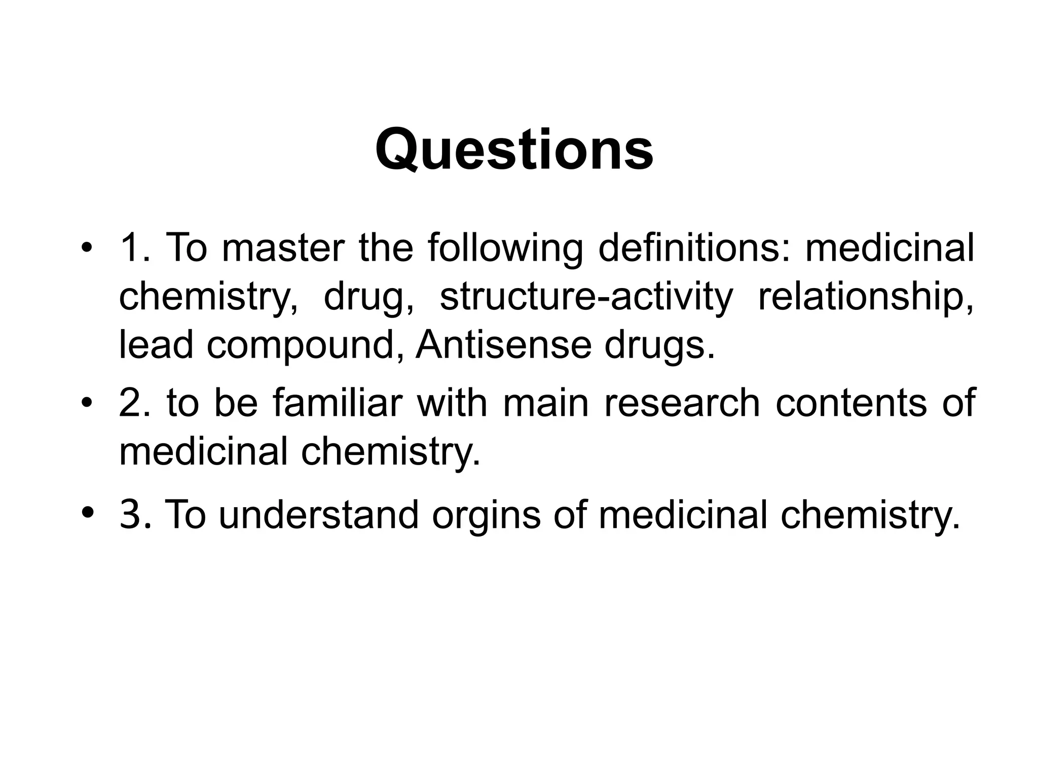 Introduction to medicinal chemistry For B. Pharm Students | PPT