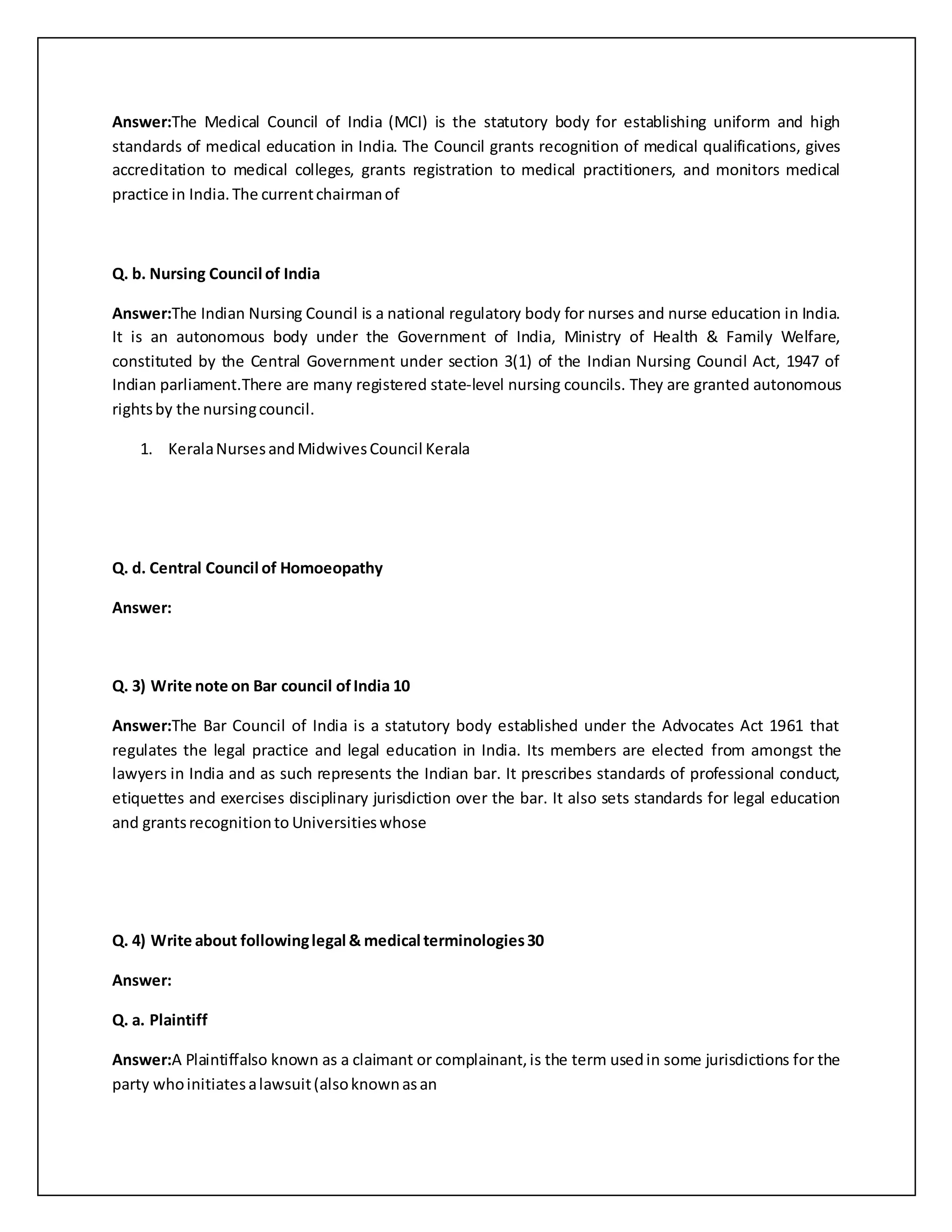 Introduction to medico legal systems | DOCX