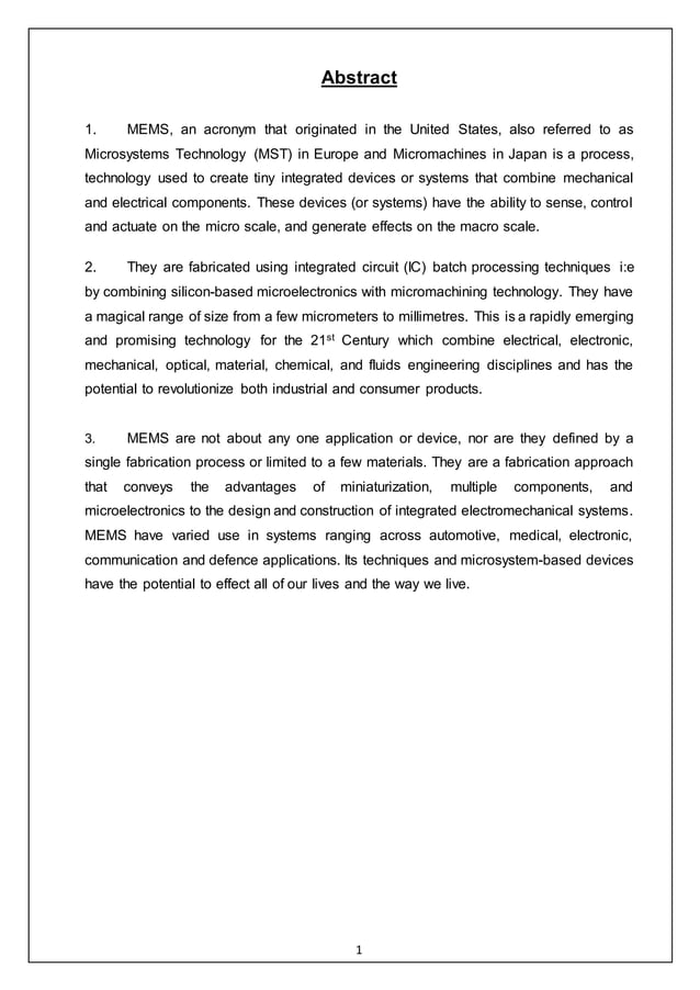 Introduction To Mems Docx