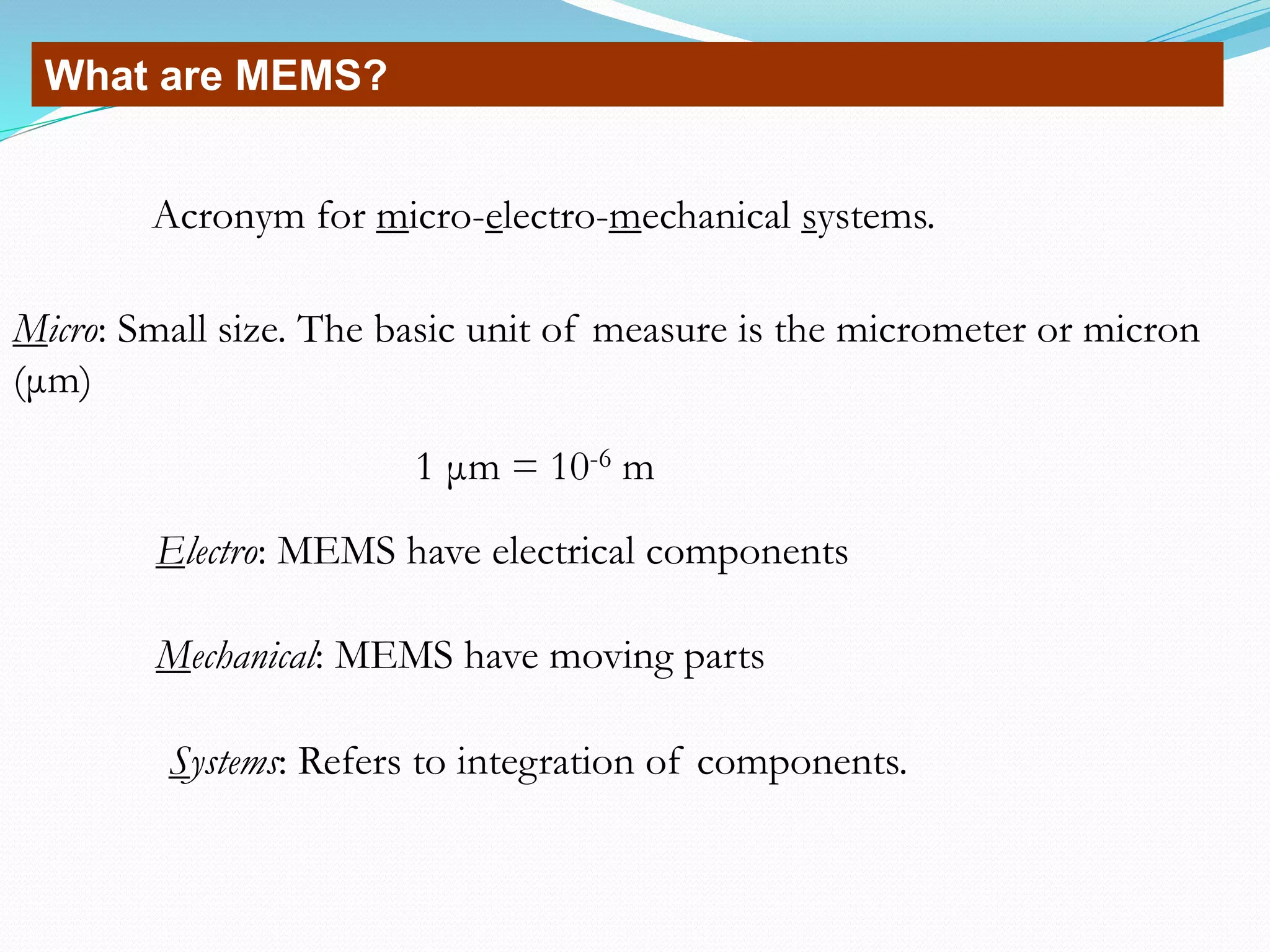 Introduction to mems | PPTX