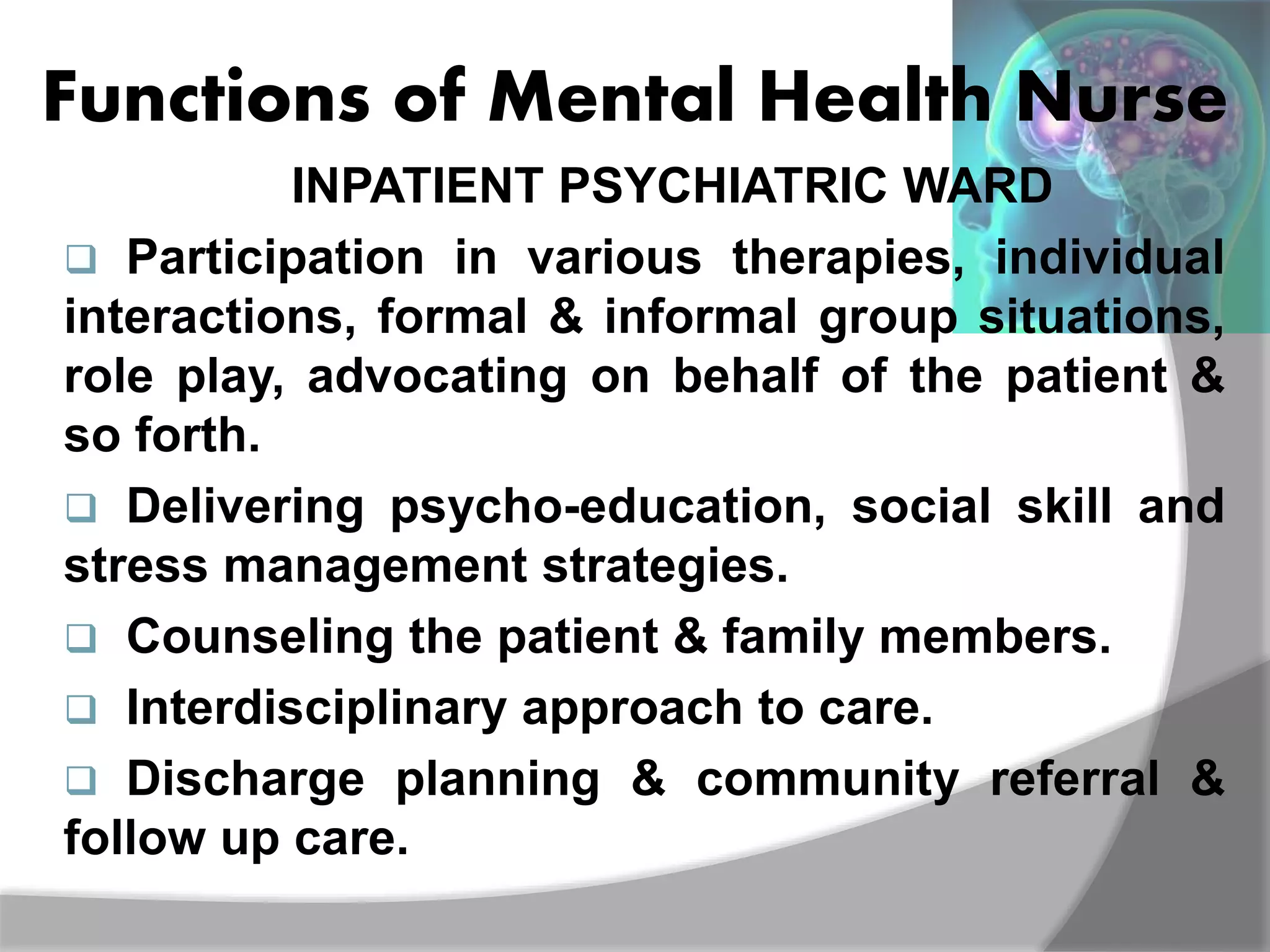 Introduction to mental health nursing part 2 | PPTX