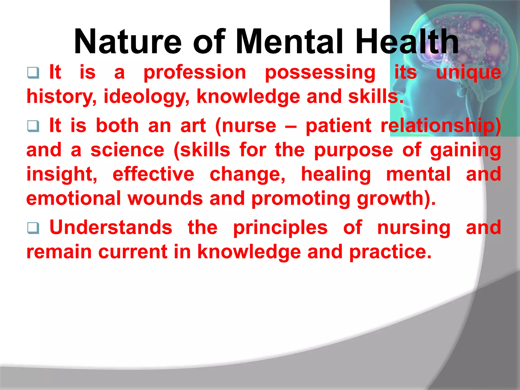 Introduction to mental health nursing part 2 | PPTX