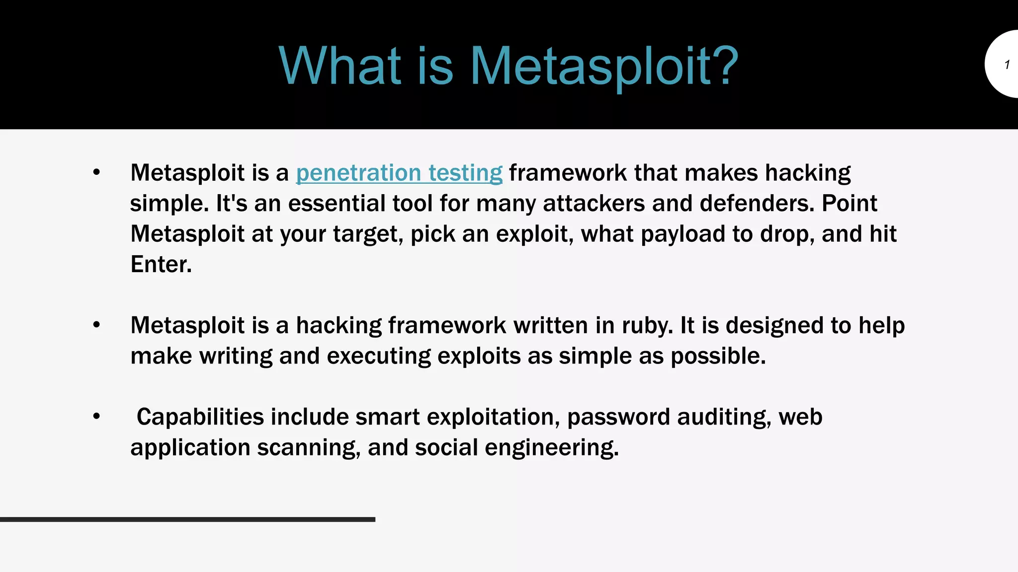 Introduction To Metasploit Pptx Information And Network Security Computing