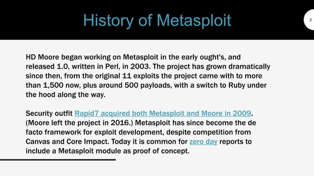 Introduction To Metasploit Pptx Information And Network Security