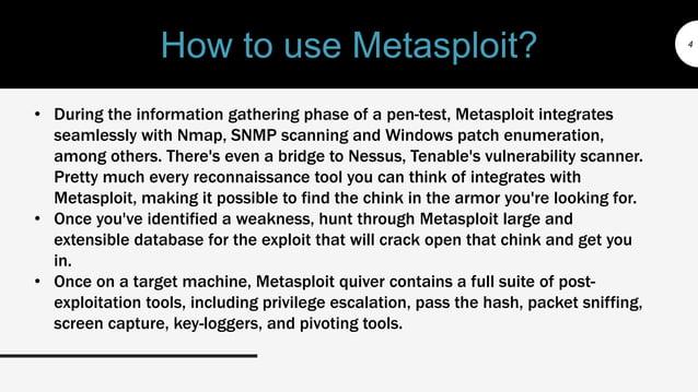 Introduction To Metasploit Pptx Information And Network Security
