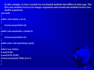 Introduction to method overloading & method overriding in java hdm | PPT