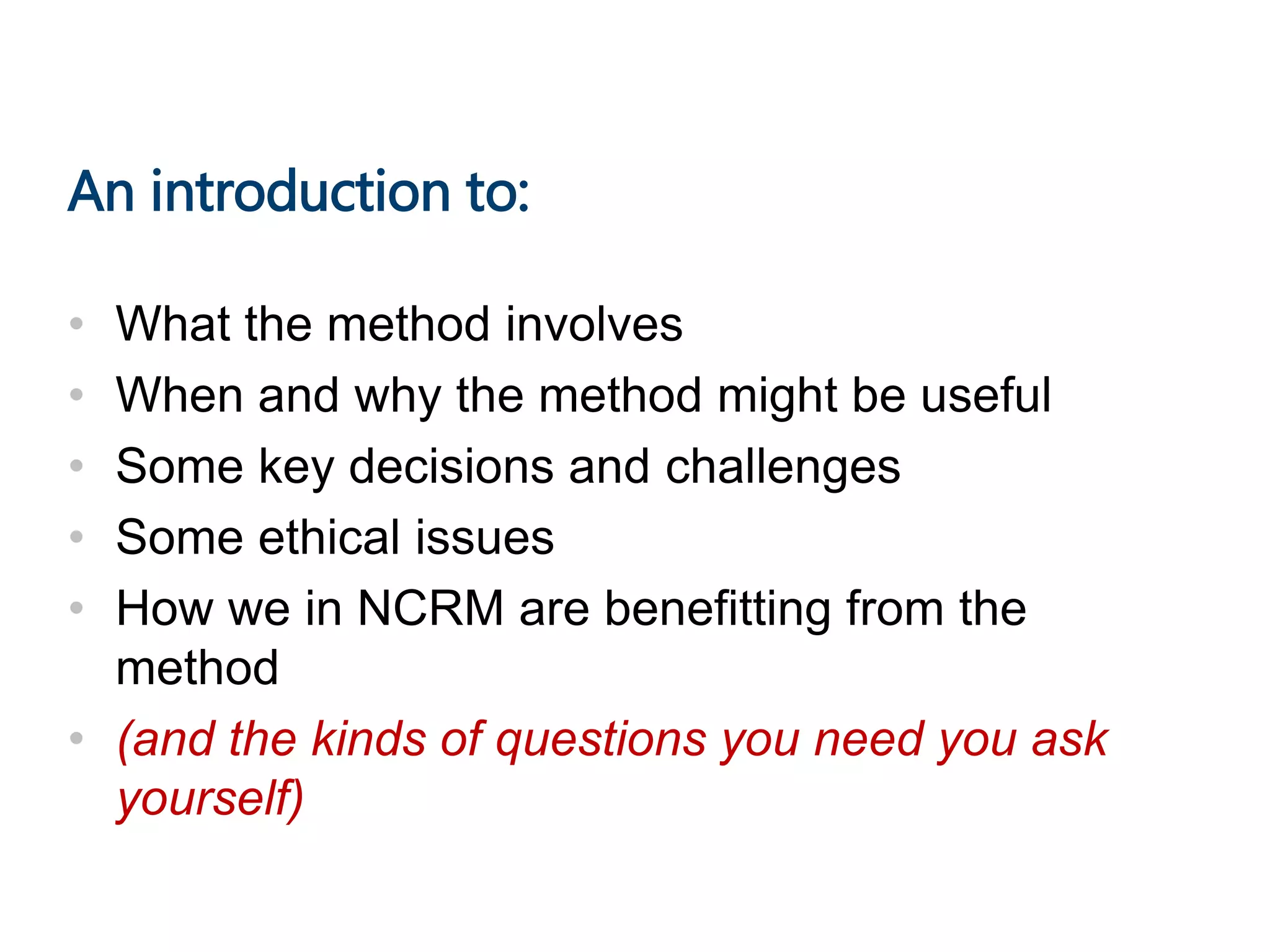 Video stimulated reflection, recall and dialogue-introduction to ...