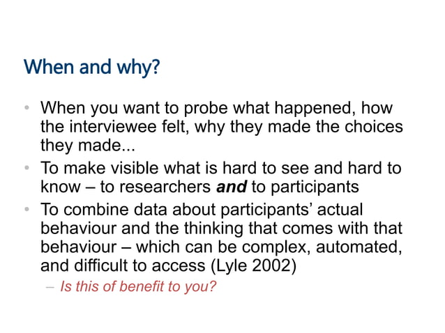 Video stimulated reflection, recall and dialogue-introduction to ...