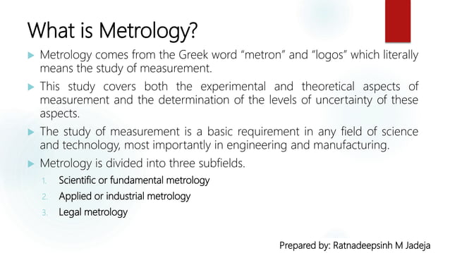 Introduction to metrology | PPTX | Physics | Science