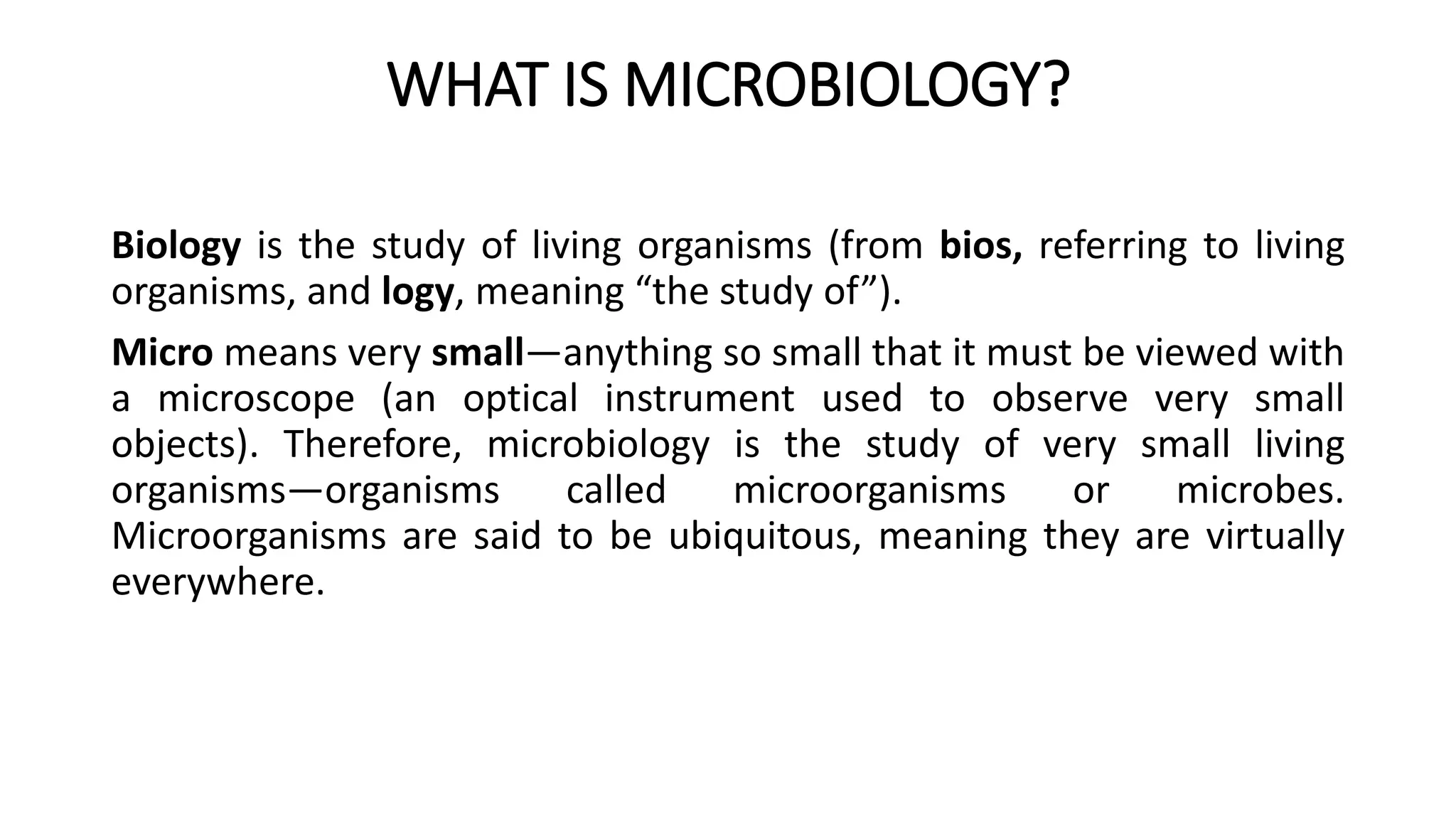 Introduction to Microbiology.pptx | Biological Sciences | Science