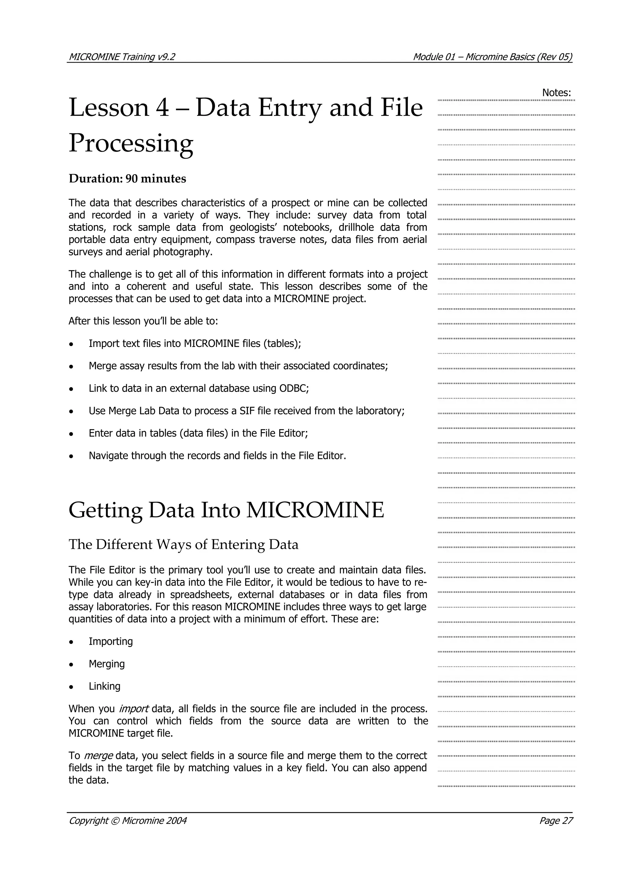 Introduction to micromine | PDF