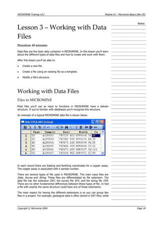 Introduction to micromine | PDF