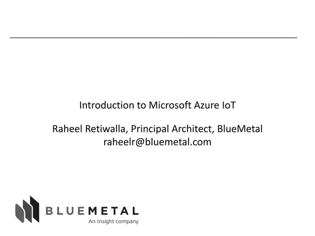 Introduction to Microsoft Azure IoT | PPTX