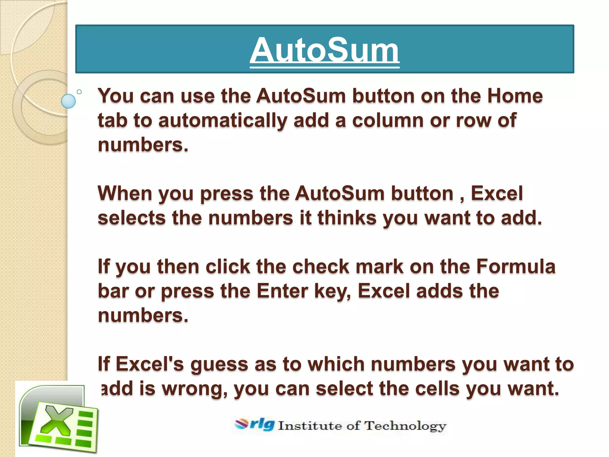 Introduction to microsoft excel 2007 | PPTX | Computing | Technology & Computing