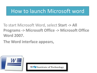 Introduction to microsoft word 2007 | PPTX