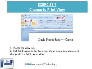 Introduction to microsoft word 2007 | PPTX
