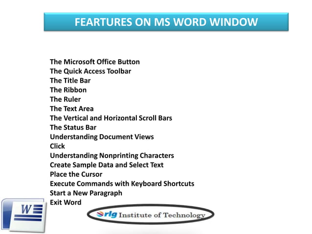 Introduction to microsoft word 2007 | PPTX | Desktop Publishing | Computer Software and Applications