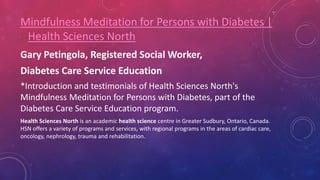Introduction to mindful diabetes self management | PPTX