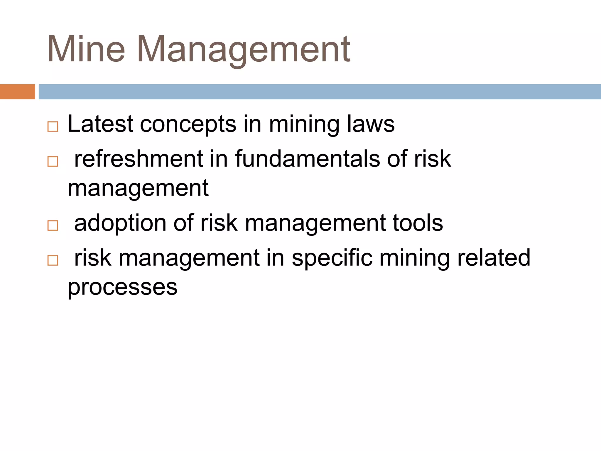 Introduction to mine management (MNG 106) | PPTX