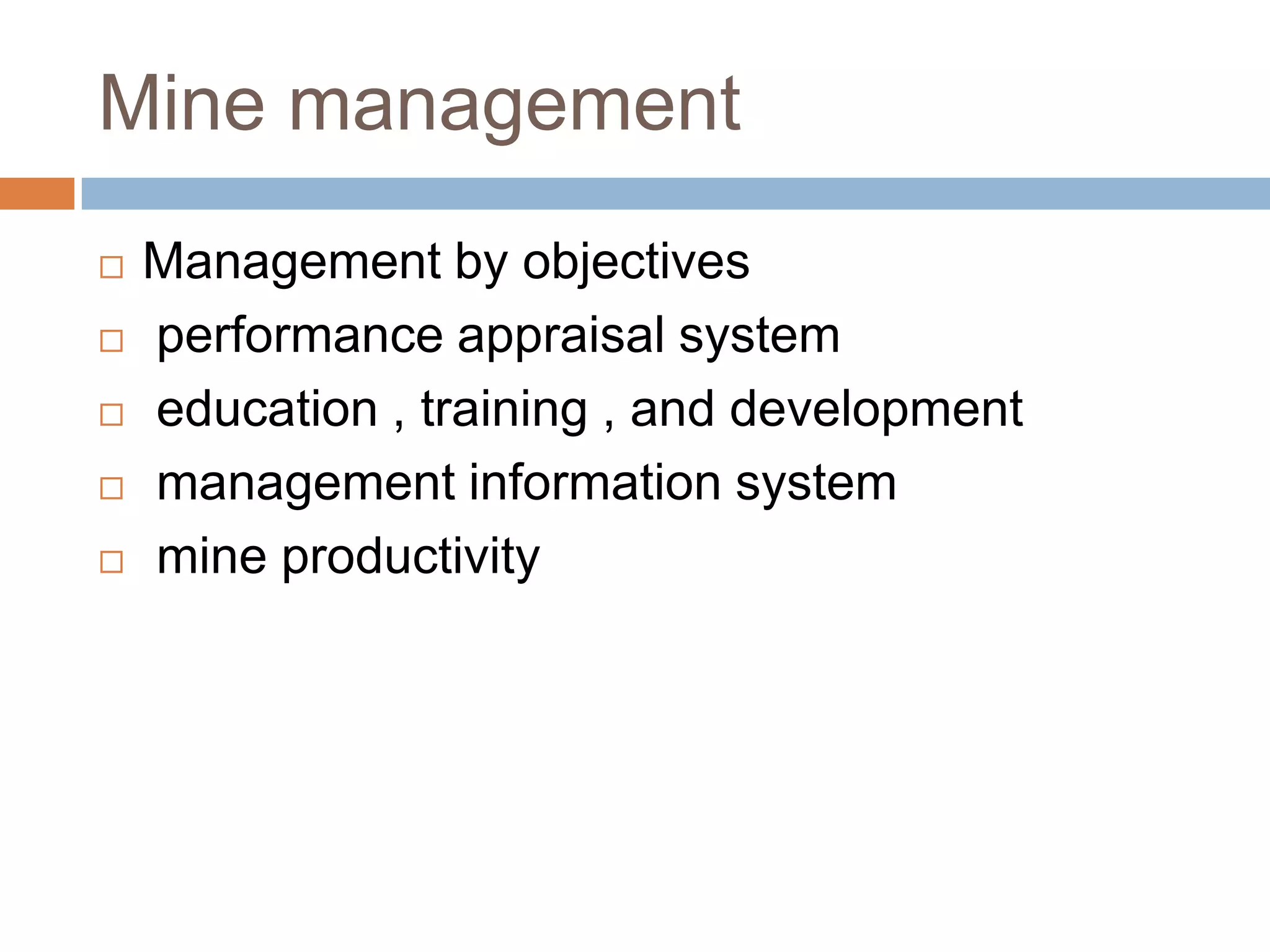 Introduction to mine management (MNG 106) | PPTX