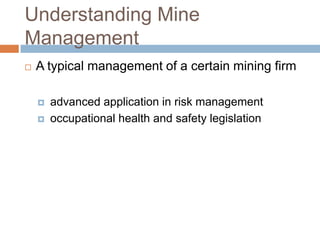 Introduction to mine management (MNG 106) | PPTX
