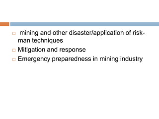 Introduction to mine management (MNG 106) | PPTX