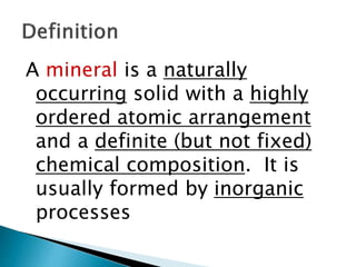 Introduction to mineralogy for civil engineer | PPT