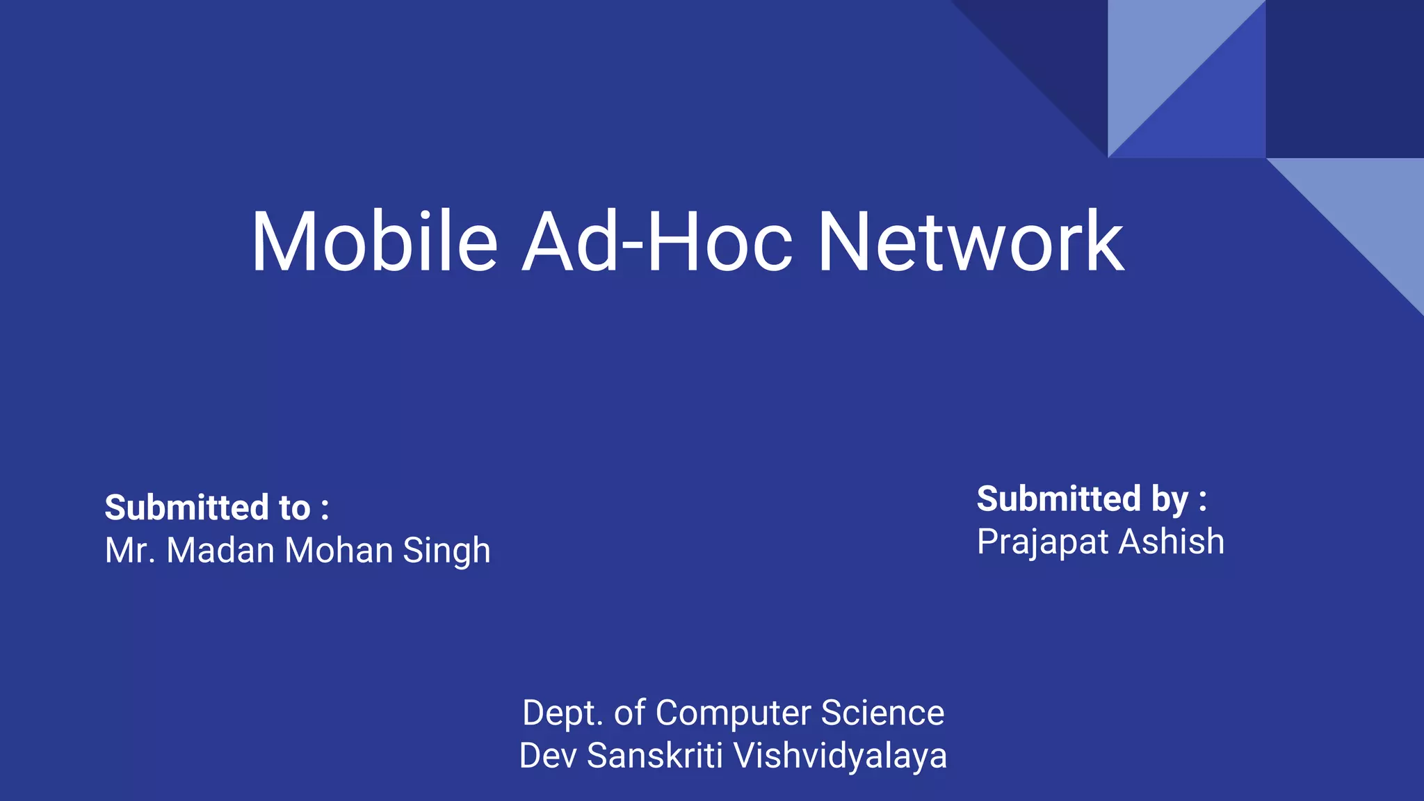 Introduction To Mobile Ad Hoc Network Ppt