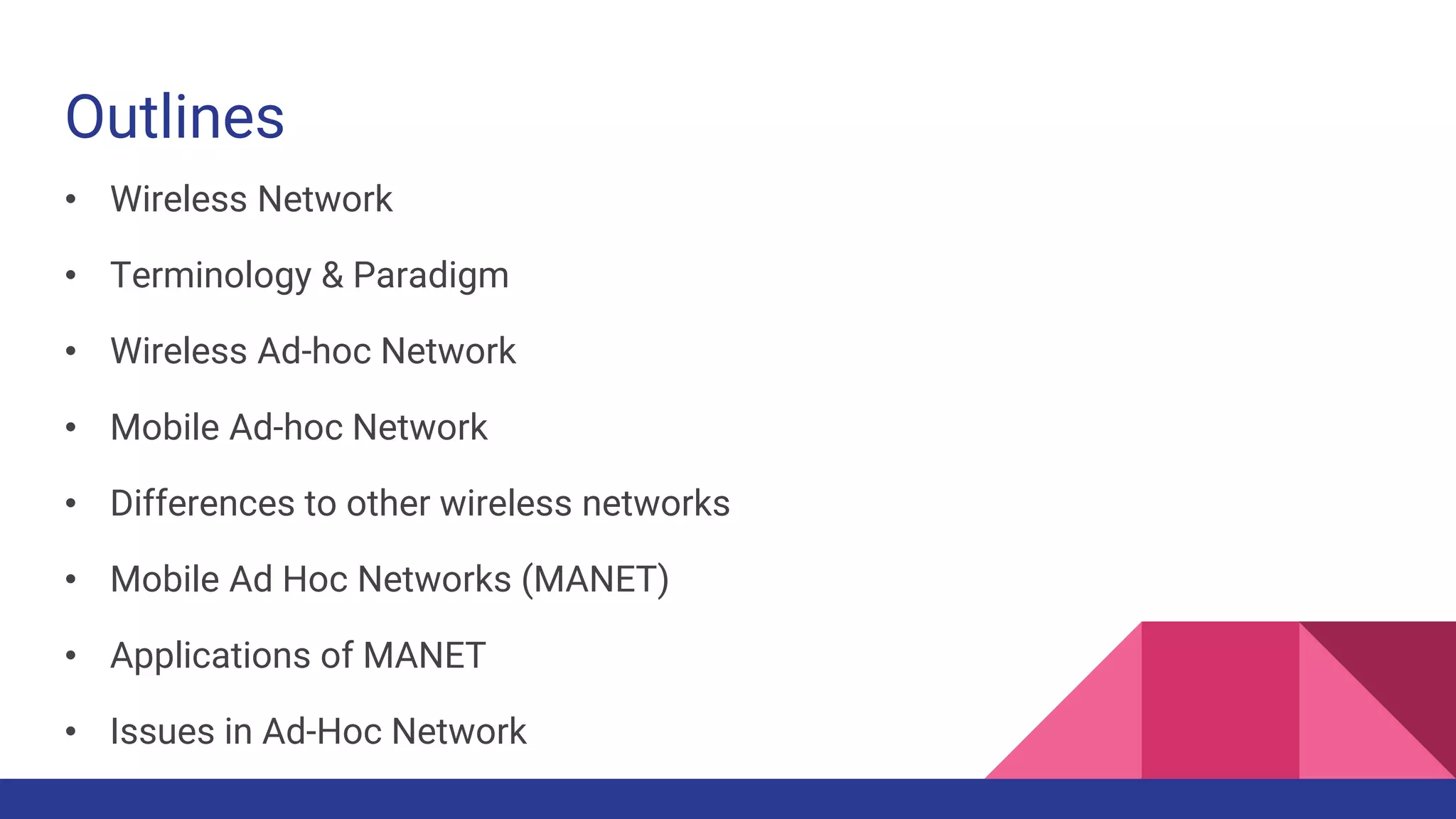 Introduction to mobile ad hoc network | PPTX