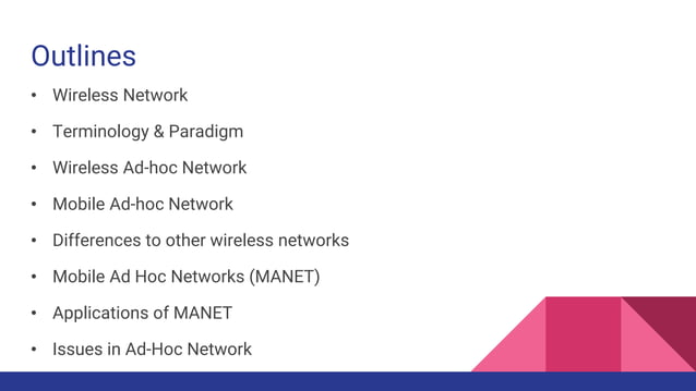Introduction to mobile ad hoc network | PPTX