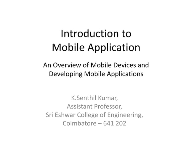 Introduction to mobile application | PPSX