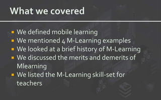 Introduction to mobile learning | PPT