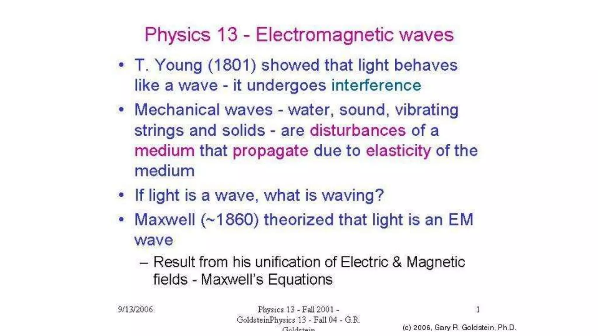 Introduction to modern physics. lecture 2 Lecture 2: Maxwell EM Waves and Ether | PPTX | Physics ...