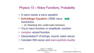 Lecture 9: Wave Functions, Probability | PDF