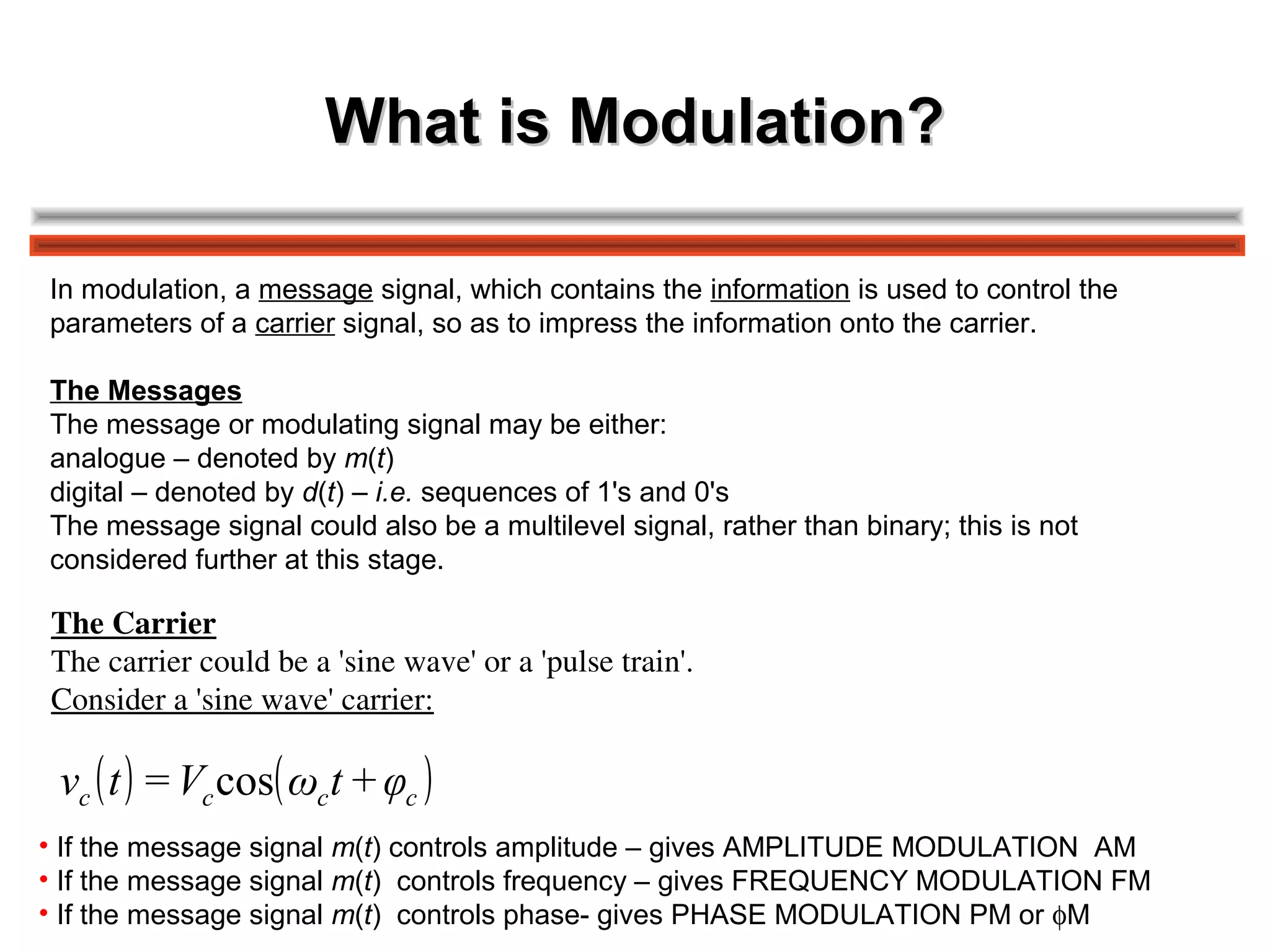 Introduction To Modulation And Demodulation Ppt