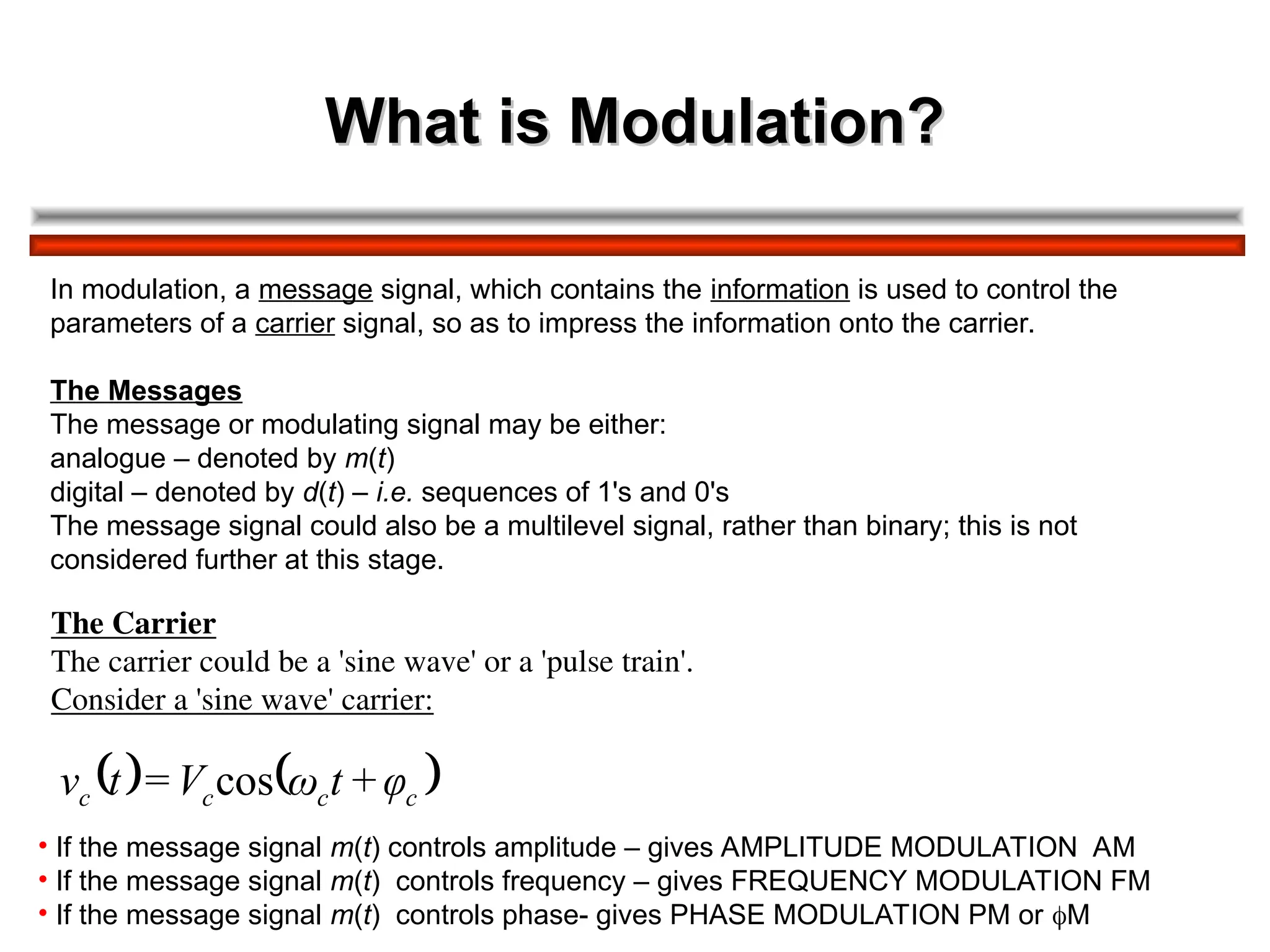 Introduction To Modulation And Demodulation 1 Ppt
