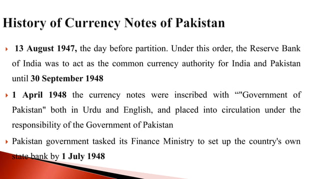 Introduction to money and history of currency notes in pakistan | PPTX ...