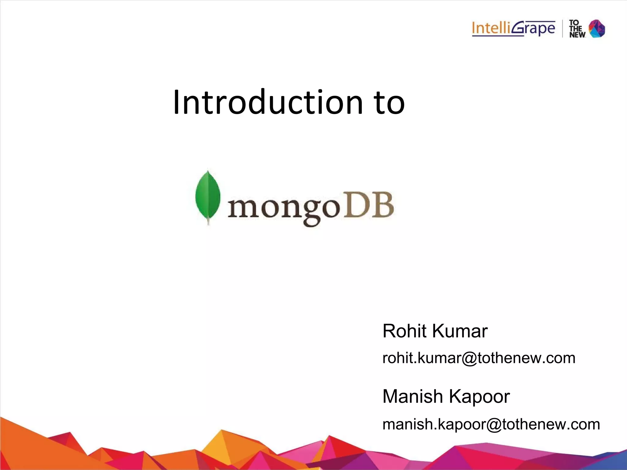 Introduction to mongo db | PPT