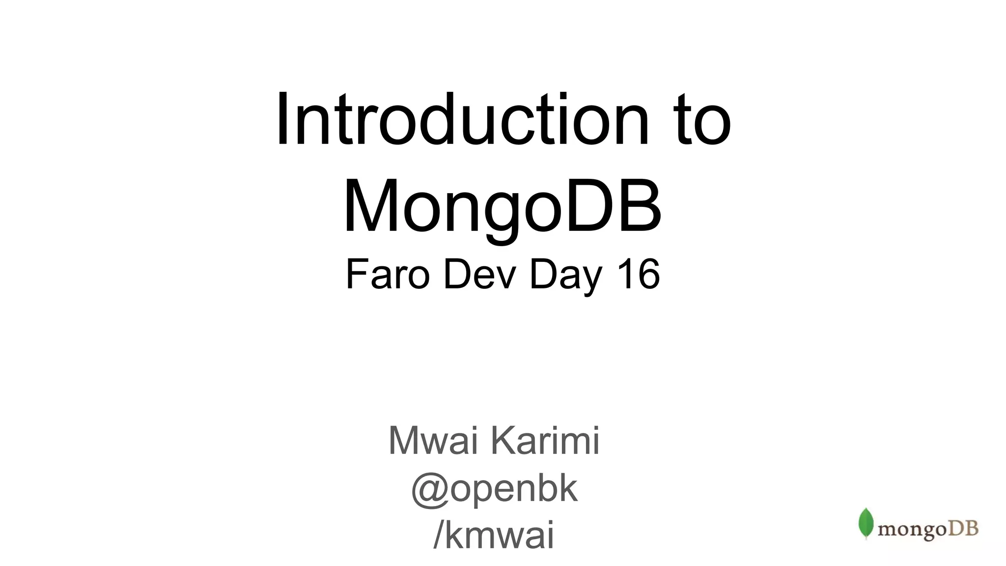 Introduction to mongo db | PPT
